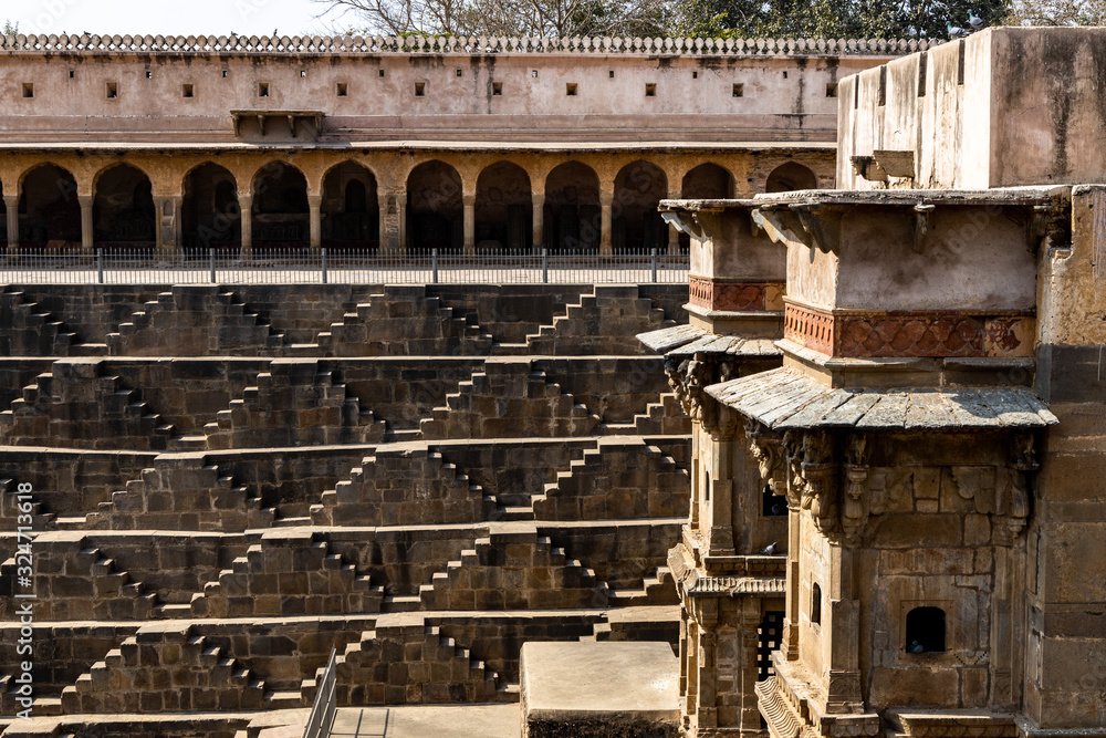 Ancient Indian step well, Architecture of stairs at Abhaneri baori ...