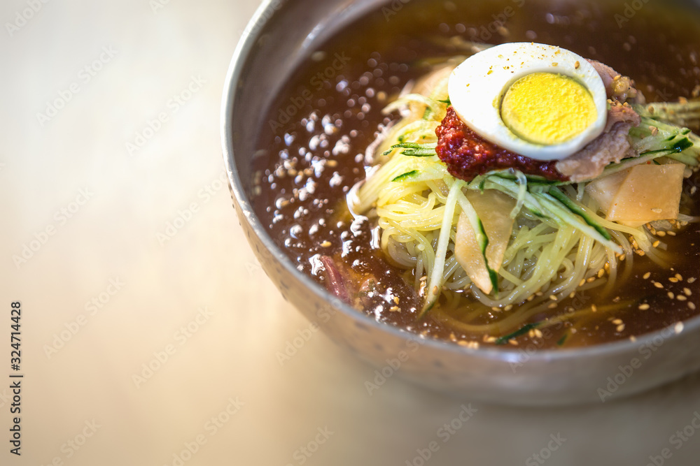 milmyeon(Naengmyeon) is a famous food in Busan. korean cold noodles is ...