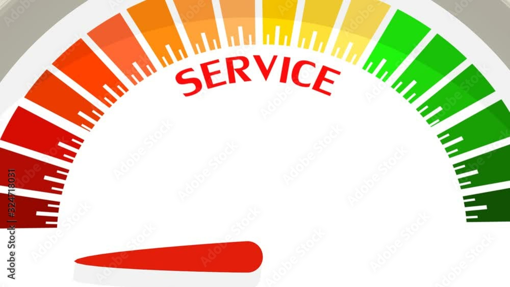 Scale with arrow. Service level measuring device icon. Sign tachometer ...