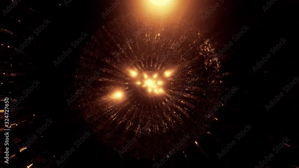 VJ Loop - Golden Streaking Energy Spheres Traveling Down a Pulsing ...