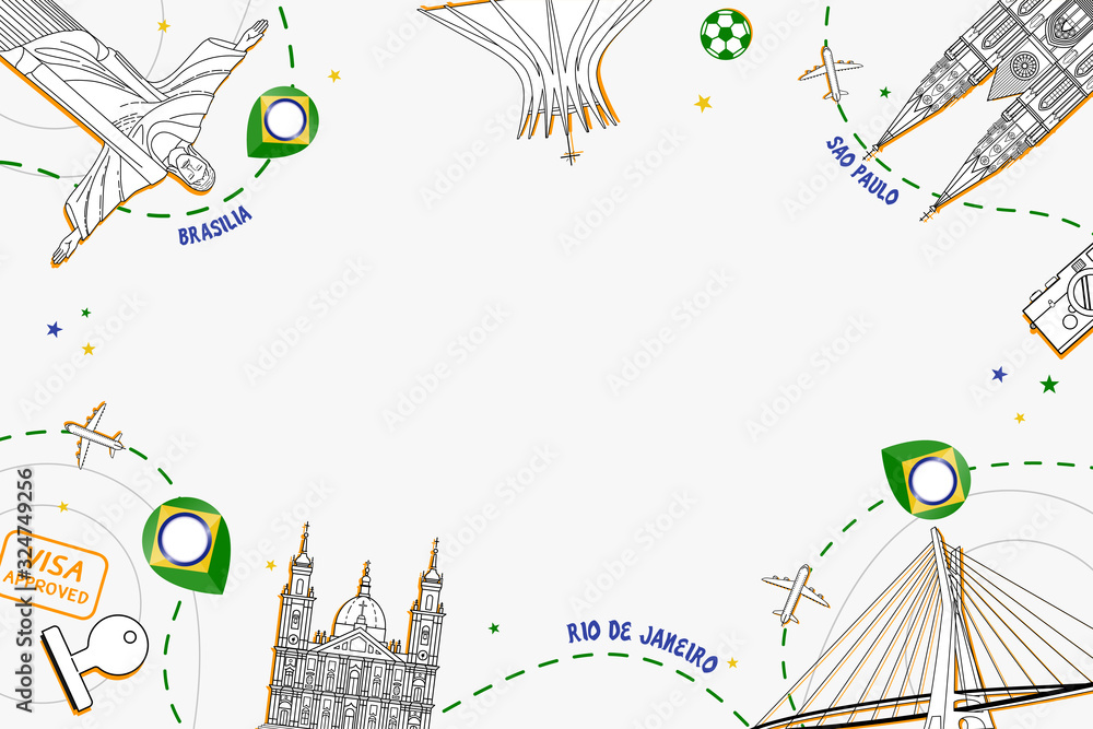 Famous landmarks of brazil in top view composition scene design for ...