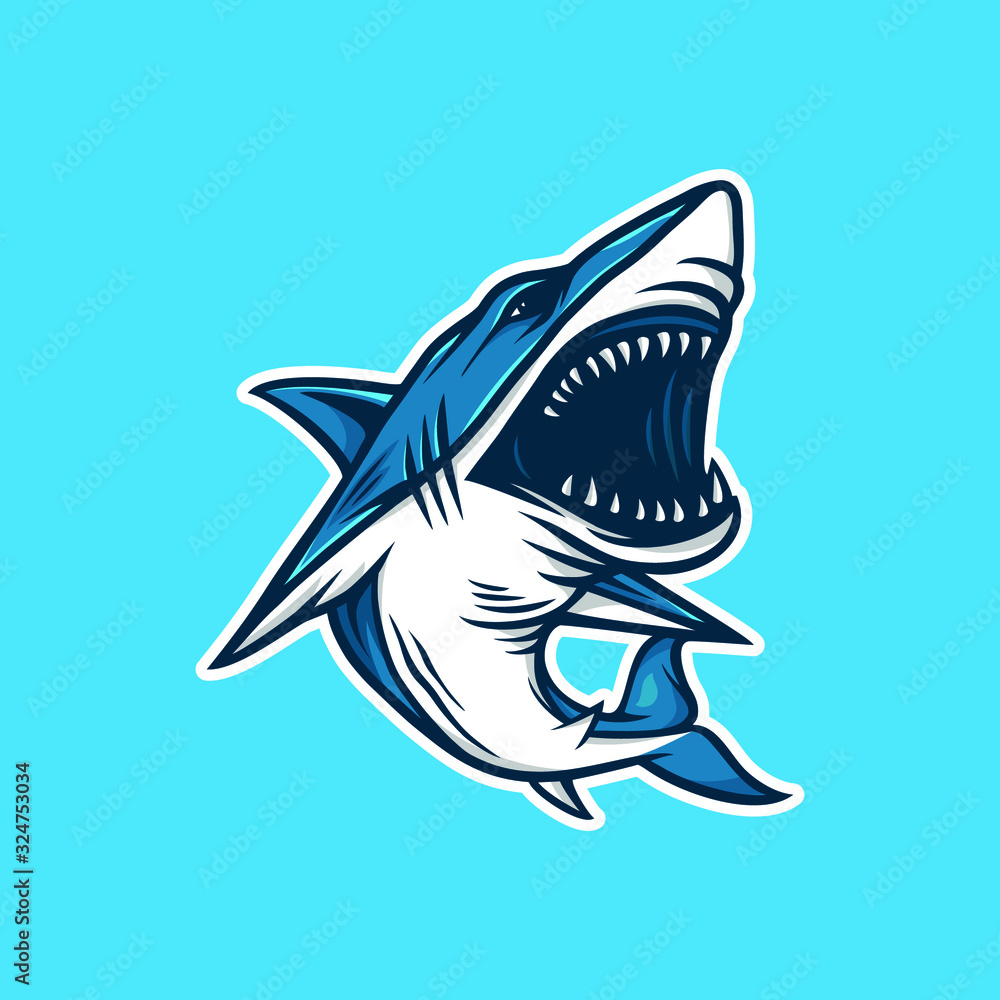angry shark logo in the sea Stock Vector | Adobe Stock