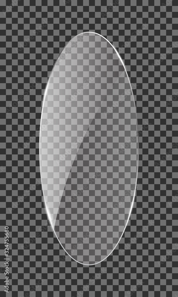 Vector glass ellipse on a transparent background. Transparent mirror ...