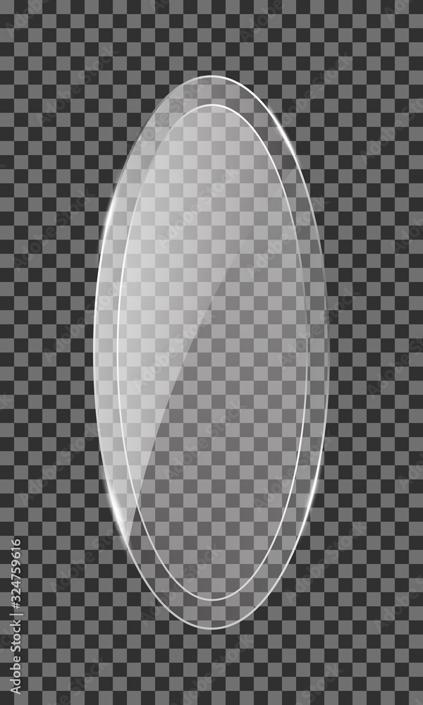 Vector glass ellipse on a transparent background. Transparent mirror ...