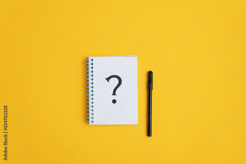 Question mark on notepad Stock Photo | Adobe Stock