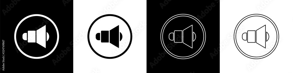 Set Speaker volume, audio voice sound symbol, media music icon isolated ...