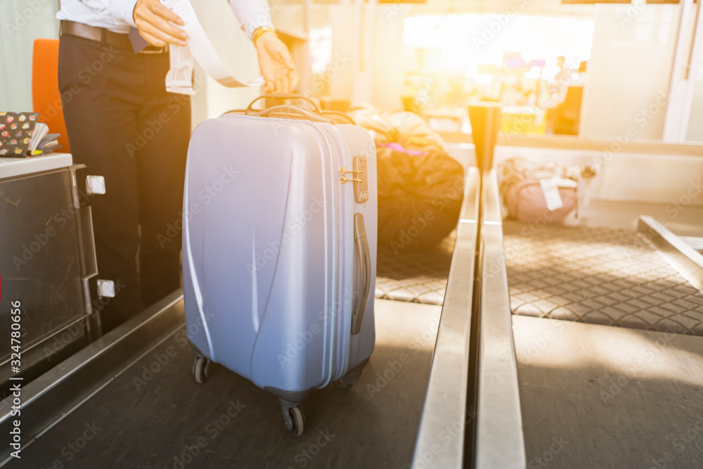 luggage at Point of checking the luggage scanner. Baggage check-in ,X ...