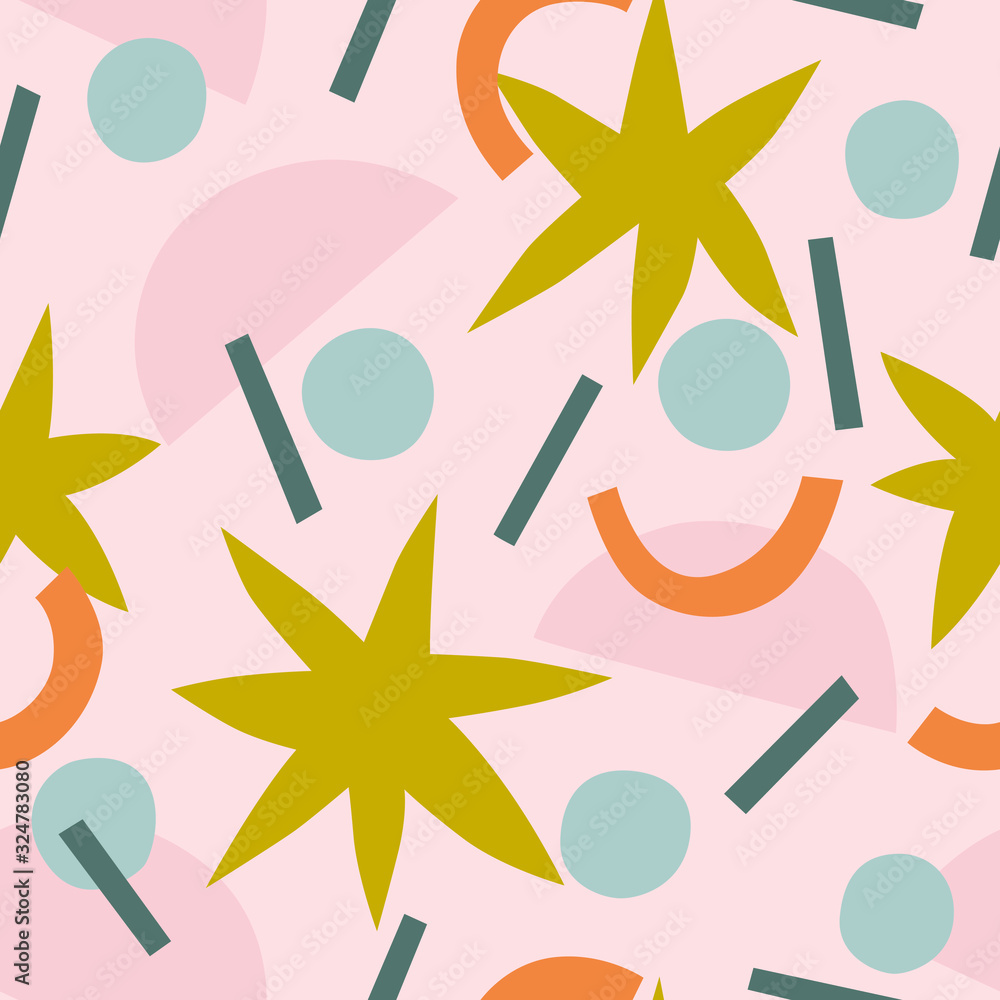 Vector simple fun abstract pattern with different shapes. Super fun and ...