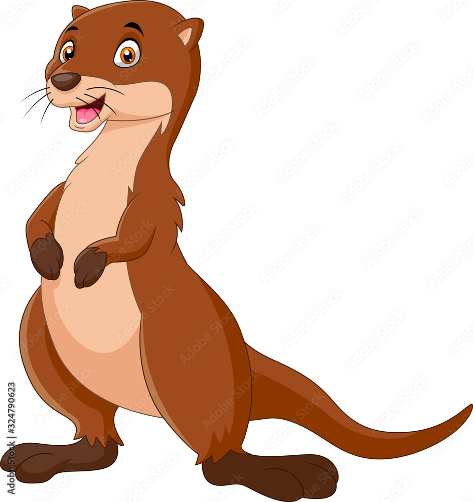 A Cute cartoon otter posing Stock Vector | Adobe Stock