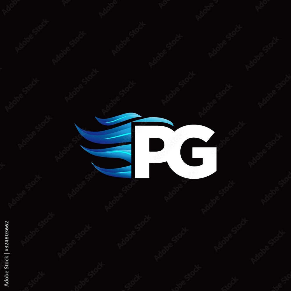 PG monogram logo with blue fire style design template Stock Vector ...