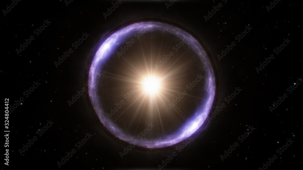 Light Bending Einstein Ring Star Physics Astronomy Concept in Space ...