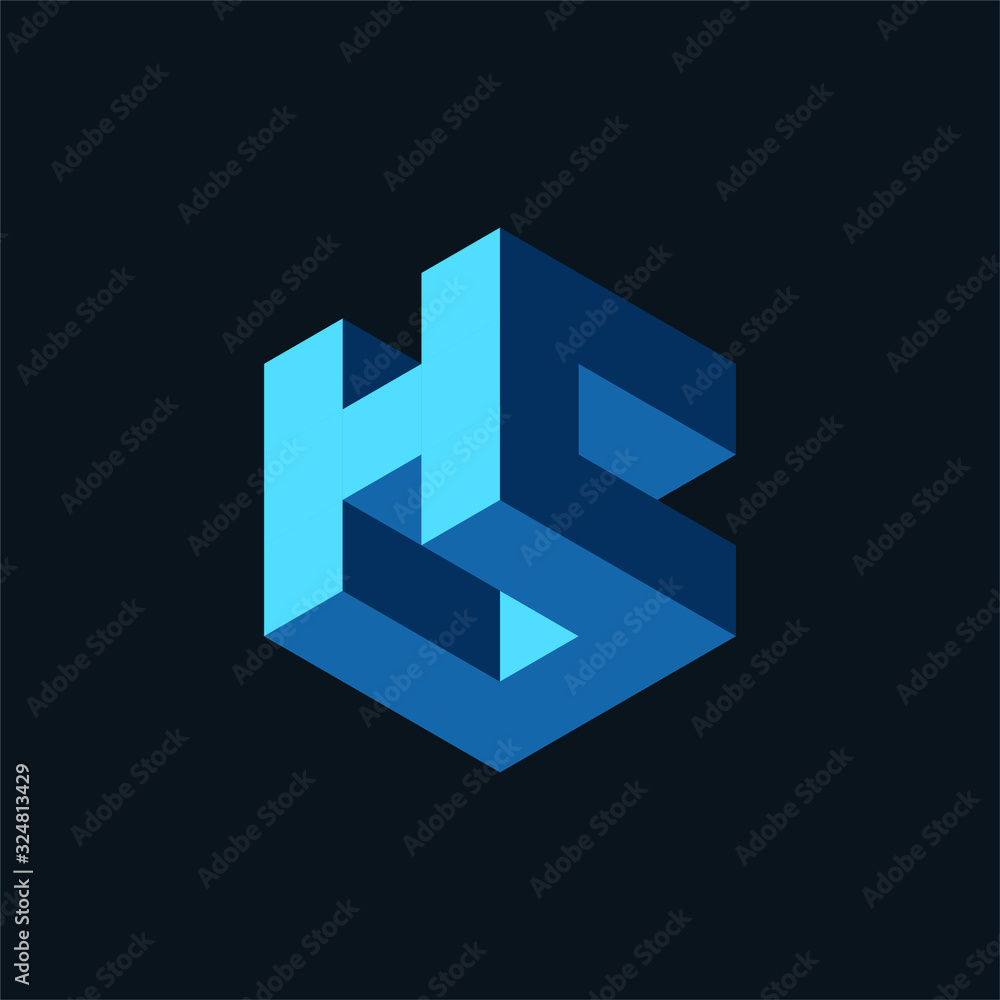 Initial letter HC or H logo template with 3d cube illustration in flat ...