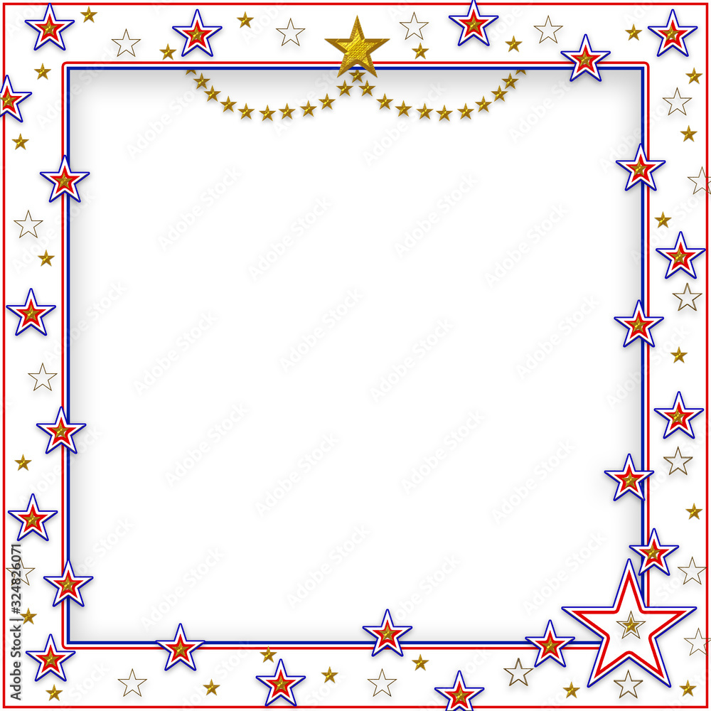 Patriotic square background with border displaying red, white and blue ...