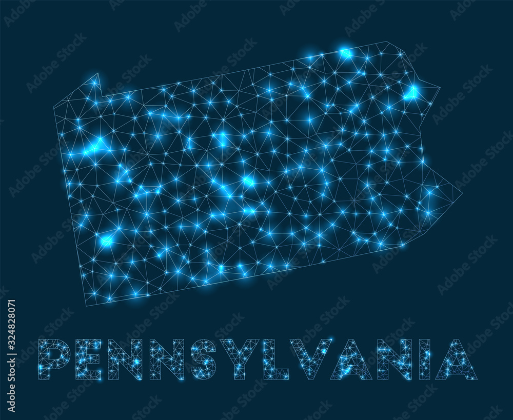 Pennsylvania network map. Abstract geometric map of the us state ...
