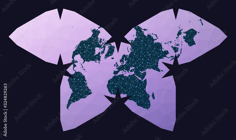 World map connection. Steve Waterman's butterfly projection. World ...