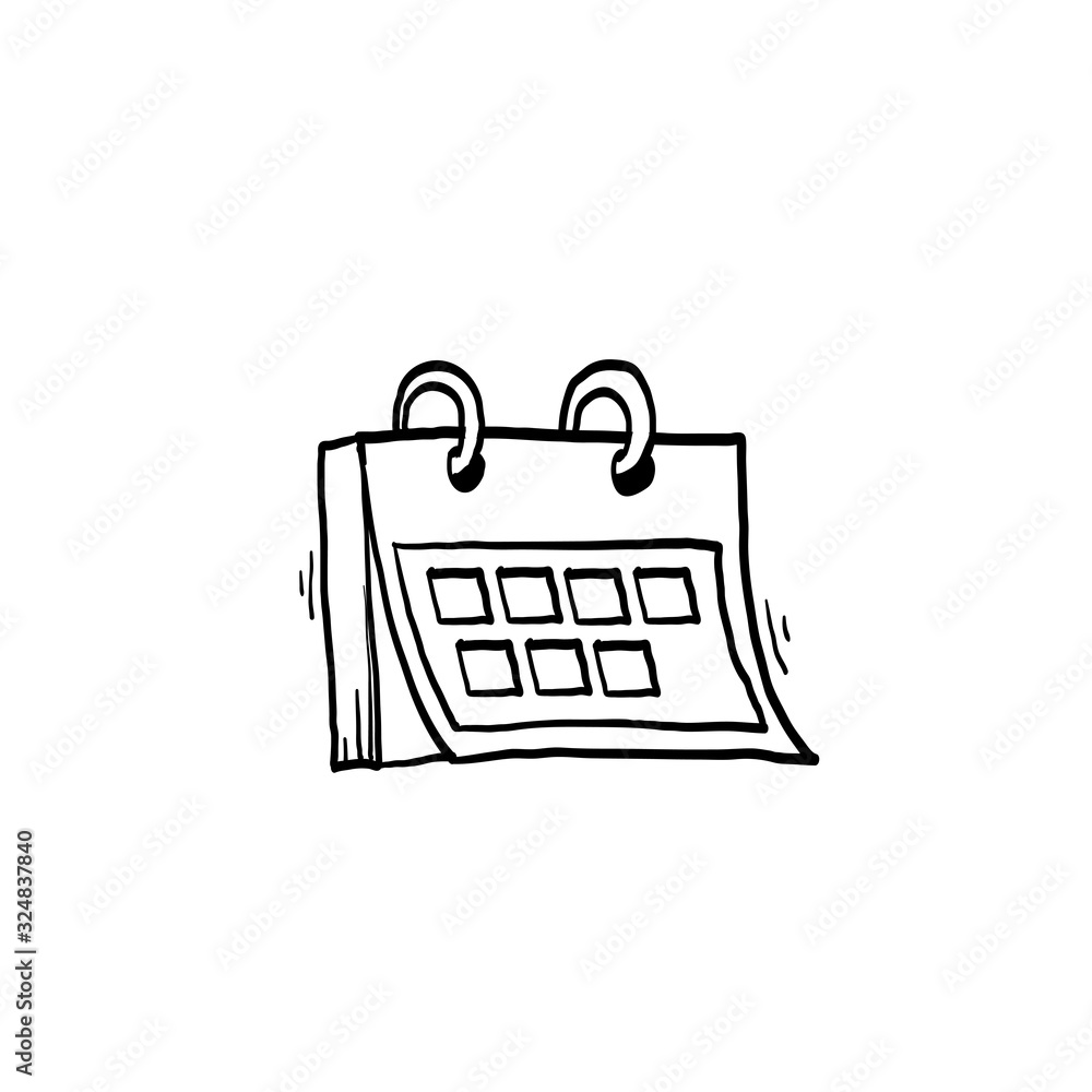 hand drawn calendar icon illustration with doodle line art style vector ...