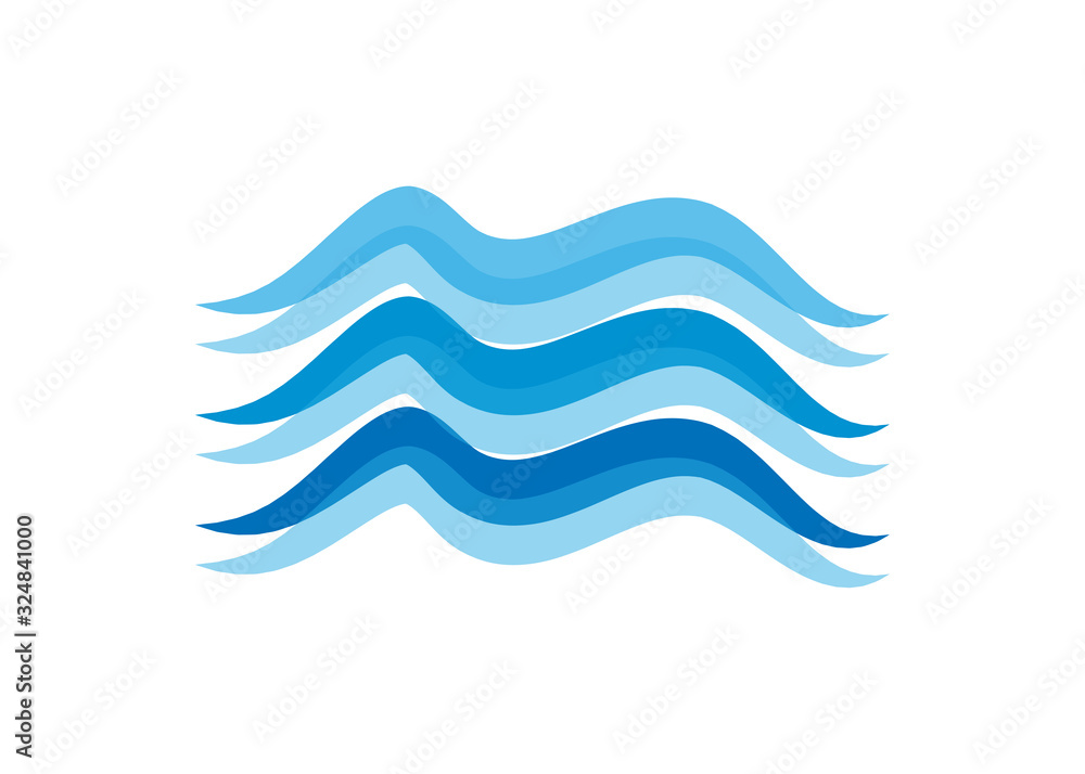Water Wave Icon. Surf Logo. Vector Isolated On White Background. Hand ...