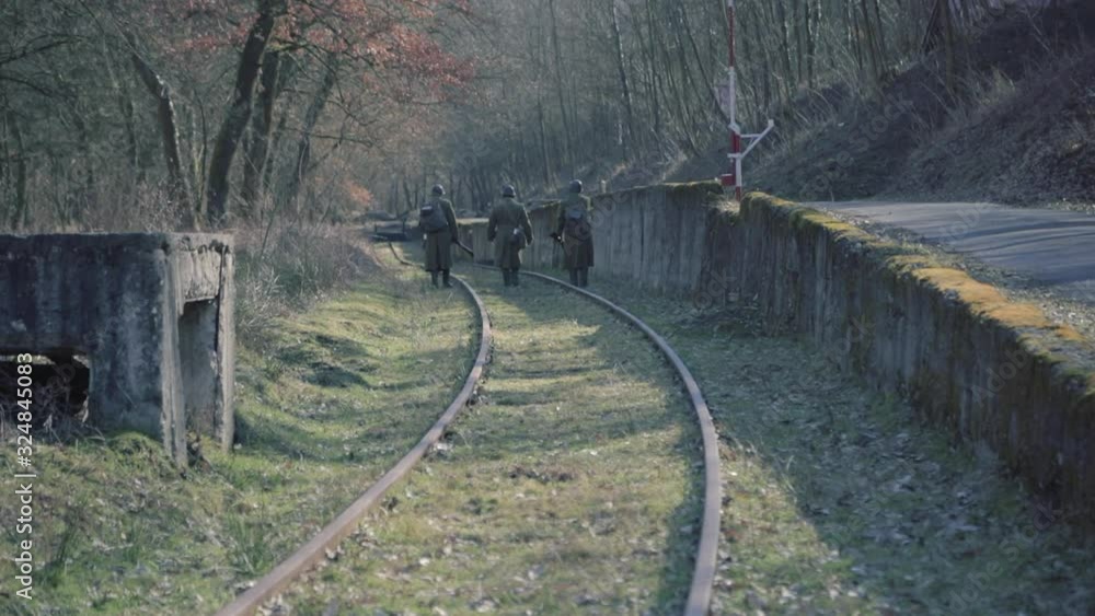 Battlefield scene. Silhouettes of soldiers fighting on East Front ...