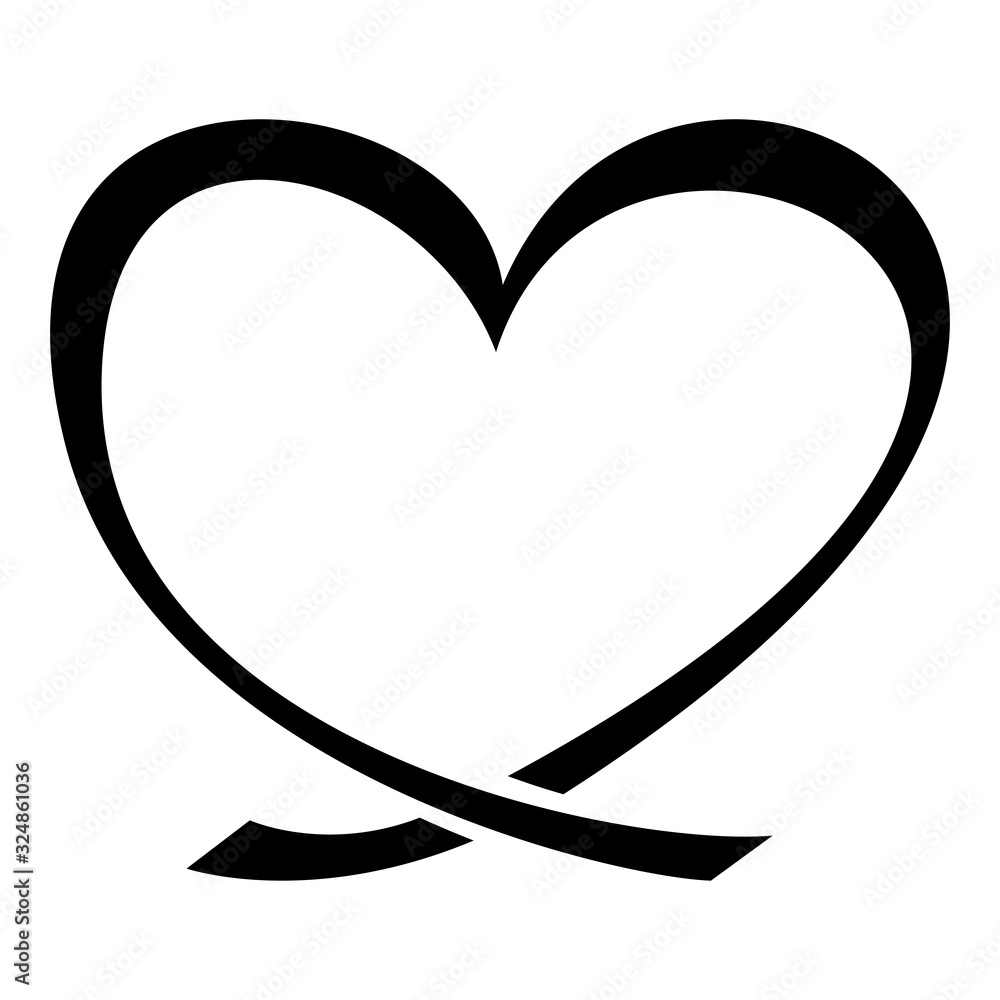 Ribbon heart icon black color vector illustration flat style image ...