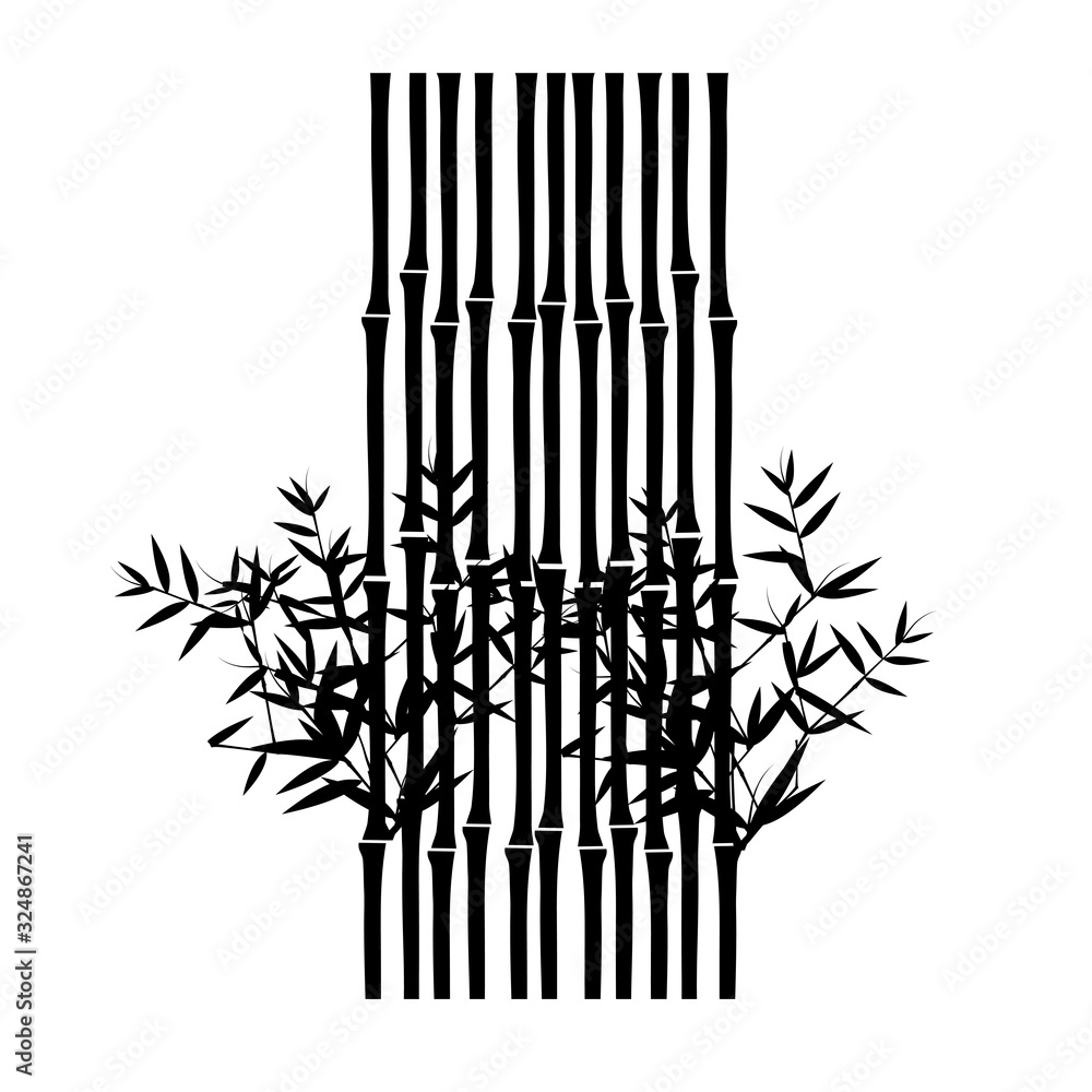 Seamless pattern in black and white of the bamboo, Vector illustration ...