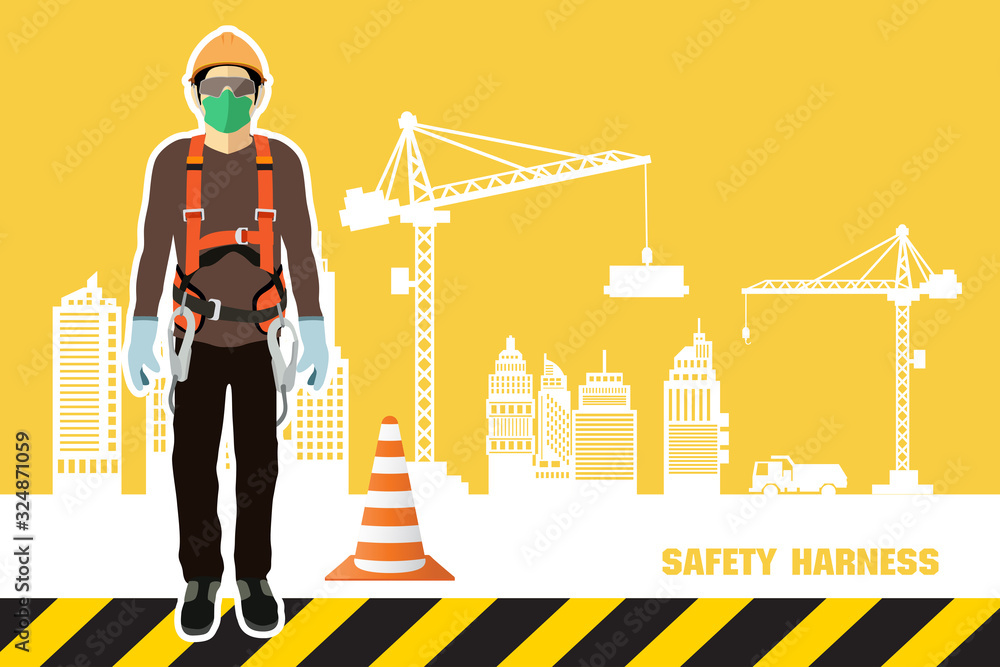 safety harness equipment and lanyard for work at heights, construction ...