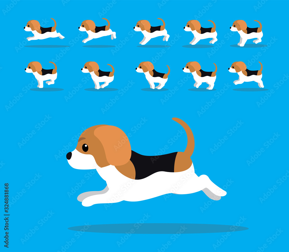 Animal Animation Sequence Dog Beagle Cartoon Vector Stock Vector ...
