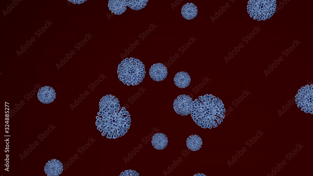 Background, texture in the form of randomly moving spheres of viruses ...