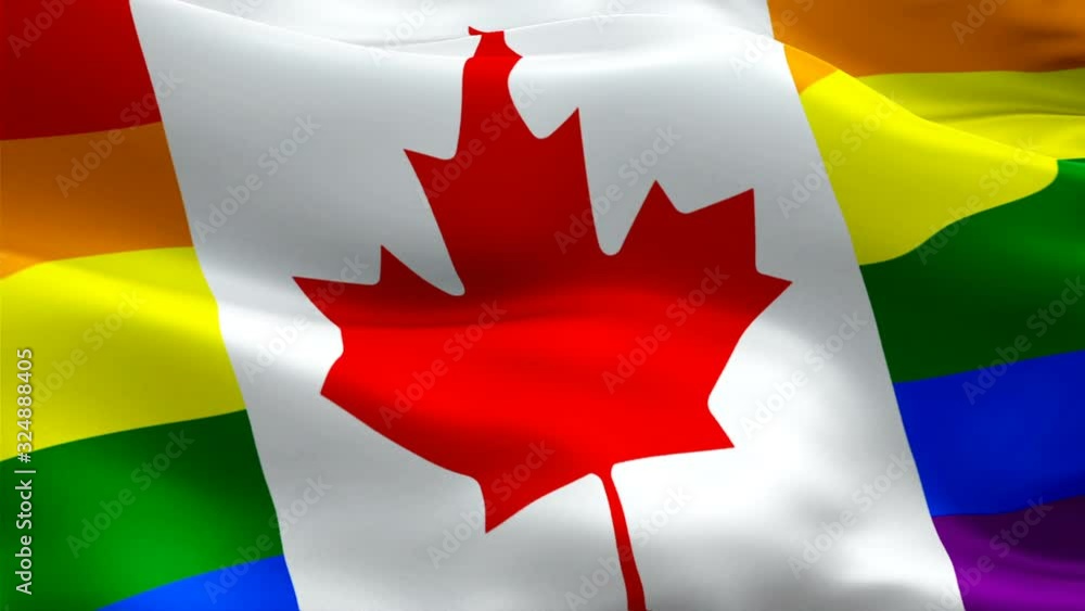 Canada LGBT Rainbow flag waving Toronto pink cupid. Pride 3d Toronto ...