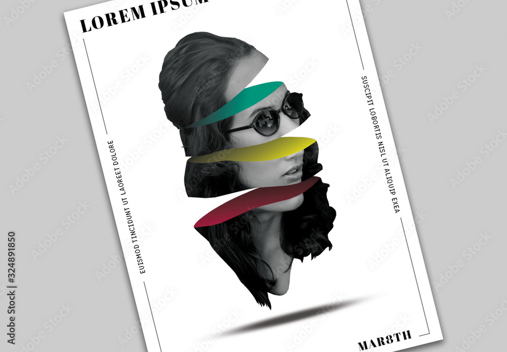 Poster Layout with Abstract Portrait Illustration Stock Template ...