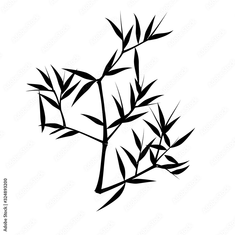 Seamless pattern in black and white of the bamboo, Vector illustration ...