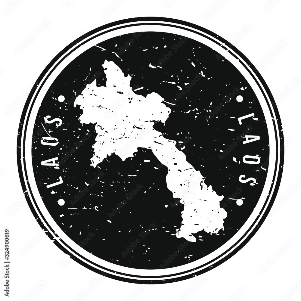 Laos Map Symbol. Round Design Stamp Travel and Business Vector. Stock ...