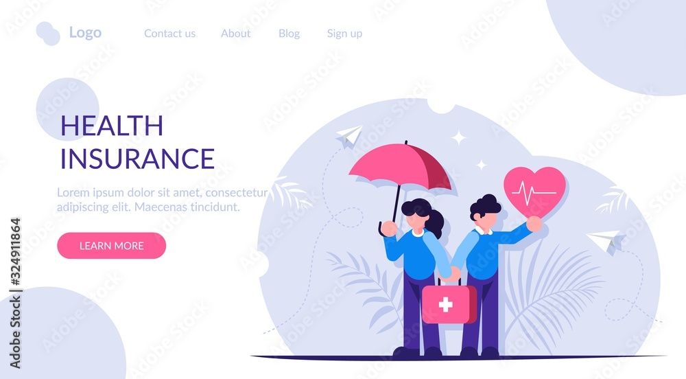 Health insurance or life is a concept. People stand with a heart and an ...