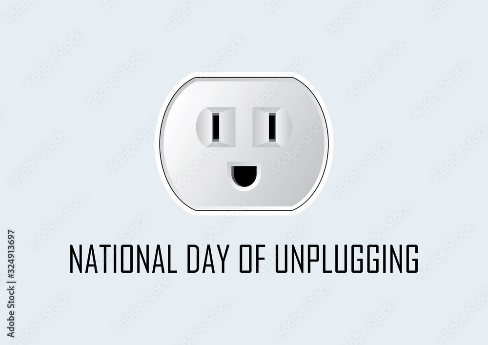 National Day of Unplugging vector. Usa electric socket. Electric power ...