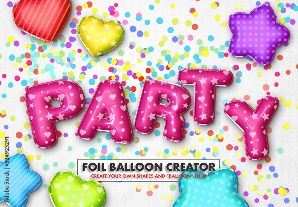 Foil Balloon Text Effect Mockup Stock Template | Adobe Stock