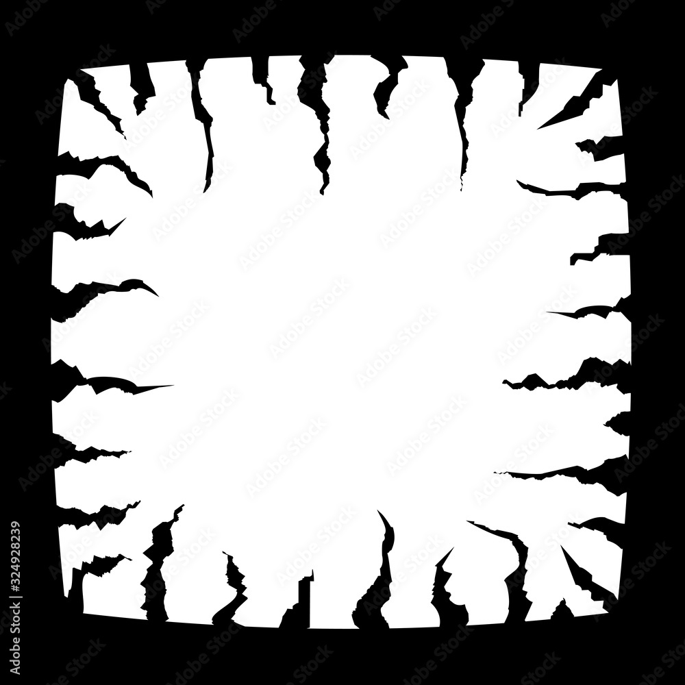 Cracked negative space background. Square shape with cracks and ragged ...