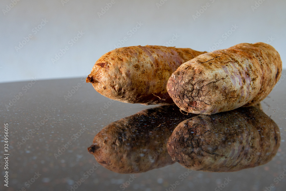 Sweet Yam (dioscorea alata) grown on agriculture farm land in Jamaica ...