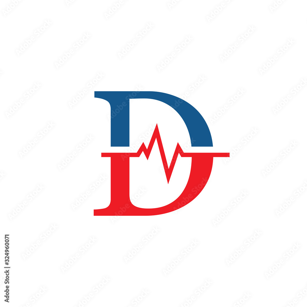 initial letter d cardiogram logo vector Stock Vector | Adobe Stock