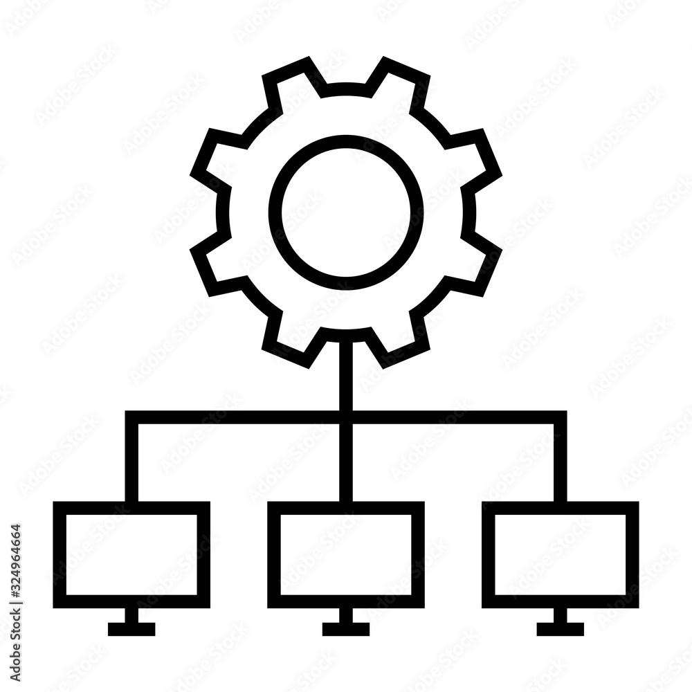 Computer network settings icon. Network maintenance, network ...