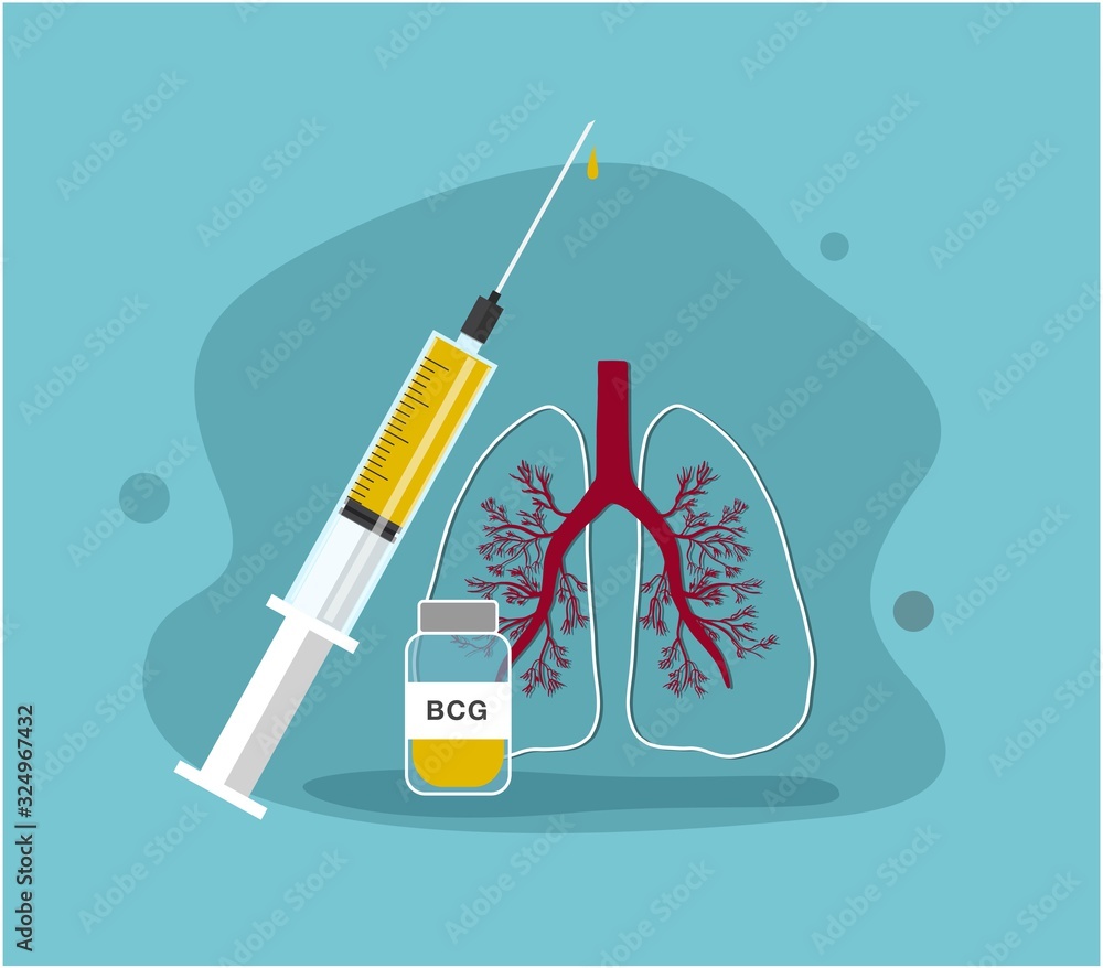 Vector illustration with BCG vaccine, syringe, and lungs. Stock Vector ...