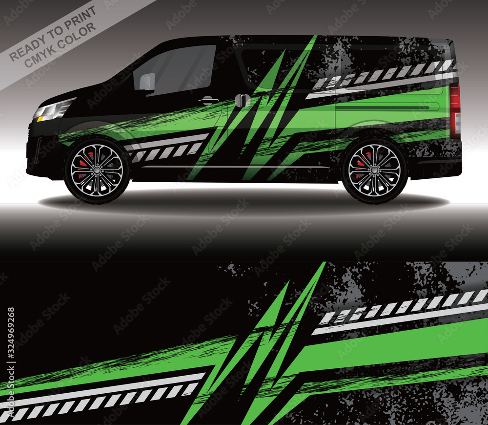 Car wrap decal design vector, custom livery race rally car vehicle ...