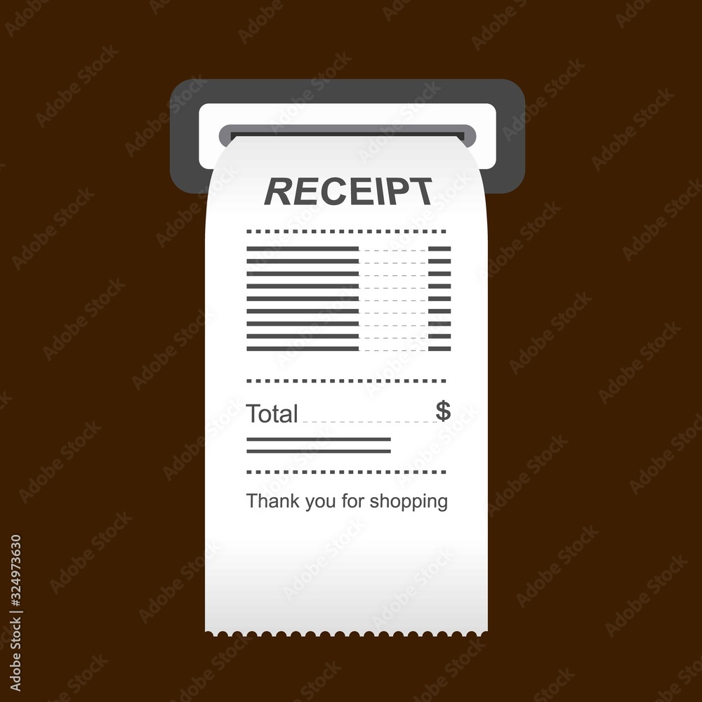 The concept of receiving a check about payment. Receipt icon, paper ...