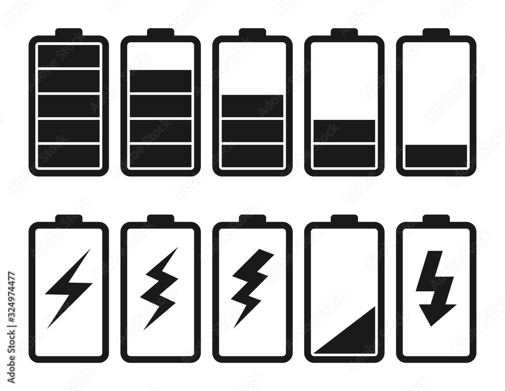 Battery charge indicator icons vector icon Charging level Battery ...