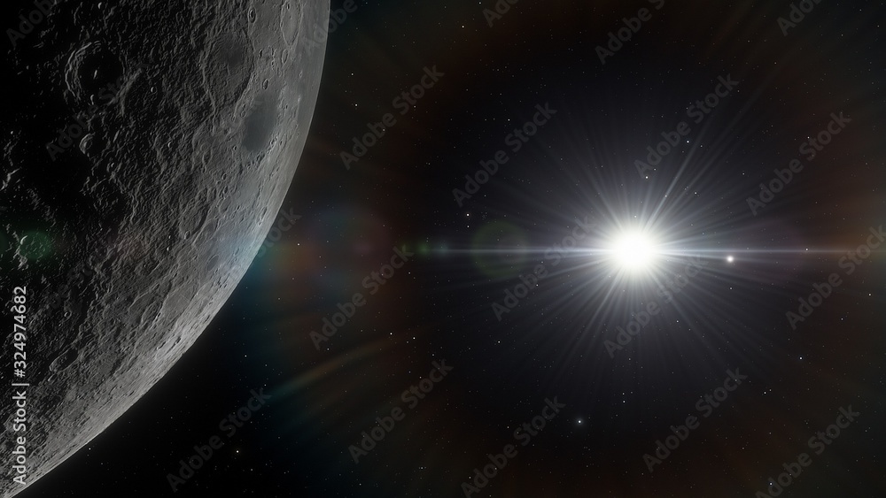 beautiful alien planet in space and surface against the background of ...