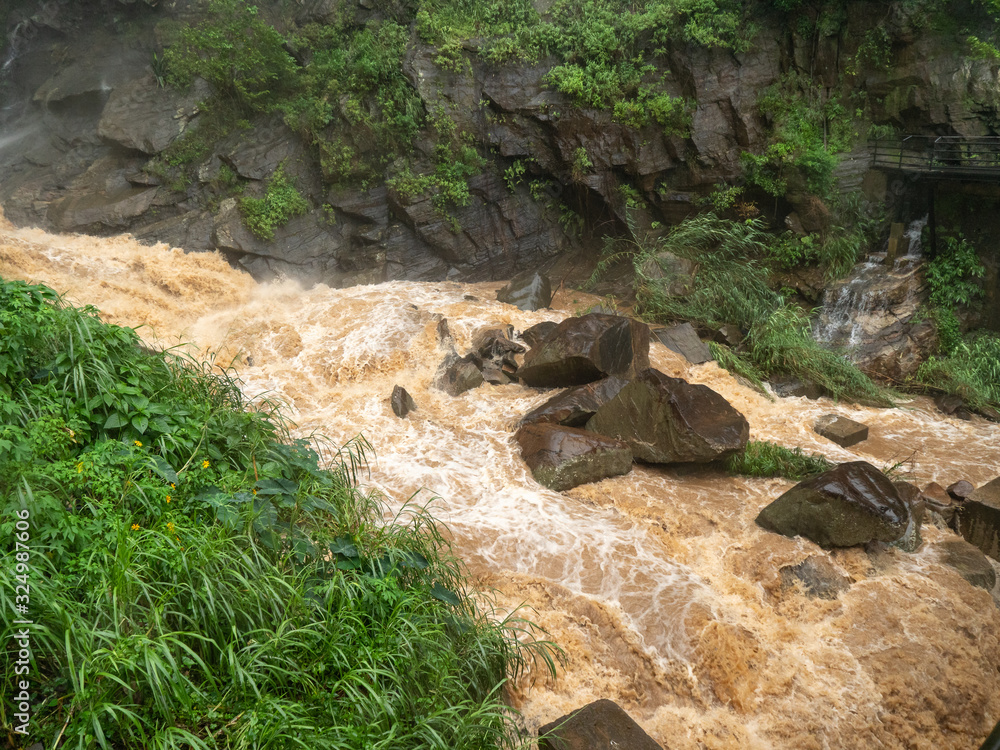 Image of mountain river got overflood after heavy rains in the tropical ...