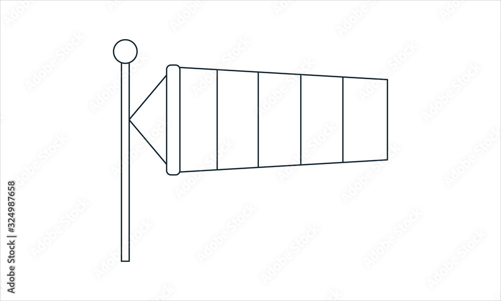 Weather windsock icon for measuring wind direction and speed in ...
