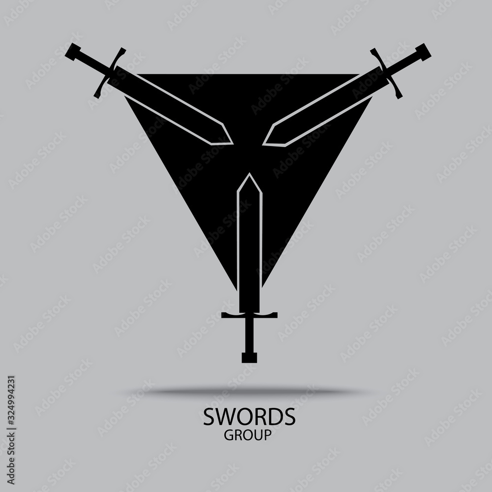 sword logo. vector of swords. Stylized Black Metal Battle Sword vector ...