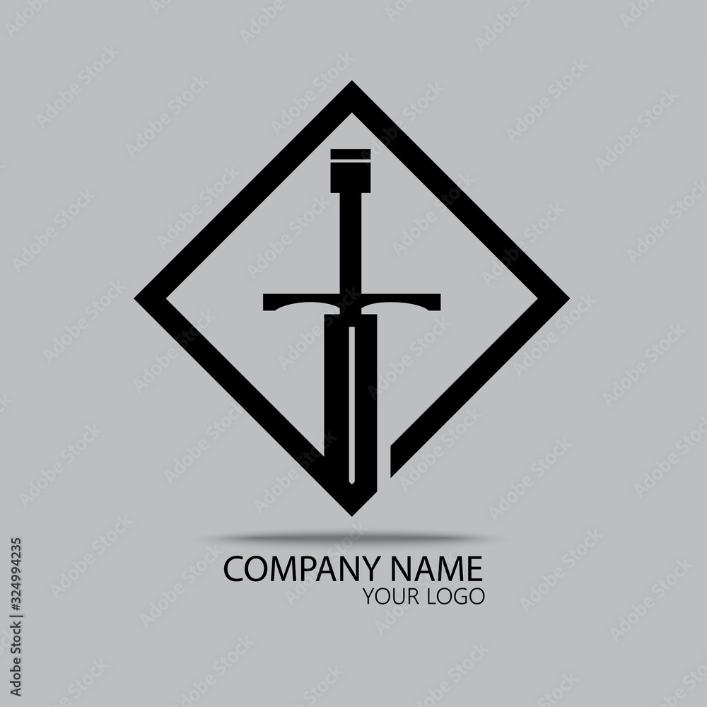 sword logo. vector of swords. Stylized Black Metal Battle Sword vector ...