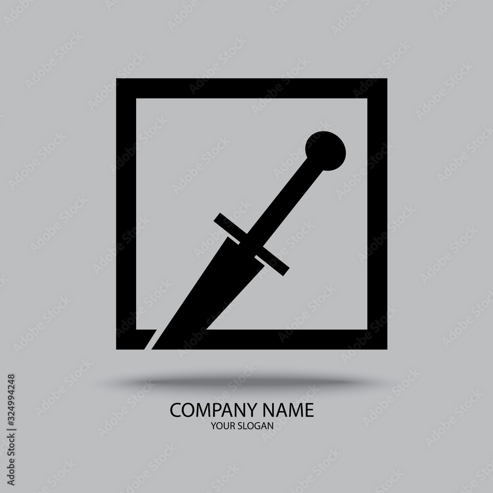 sword logo. vector of swords. Stylized Black Metal Battle Sword vector ...