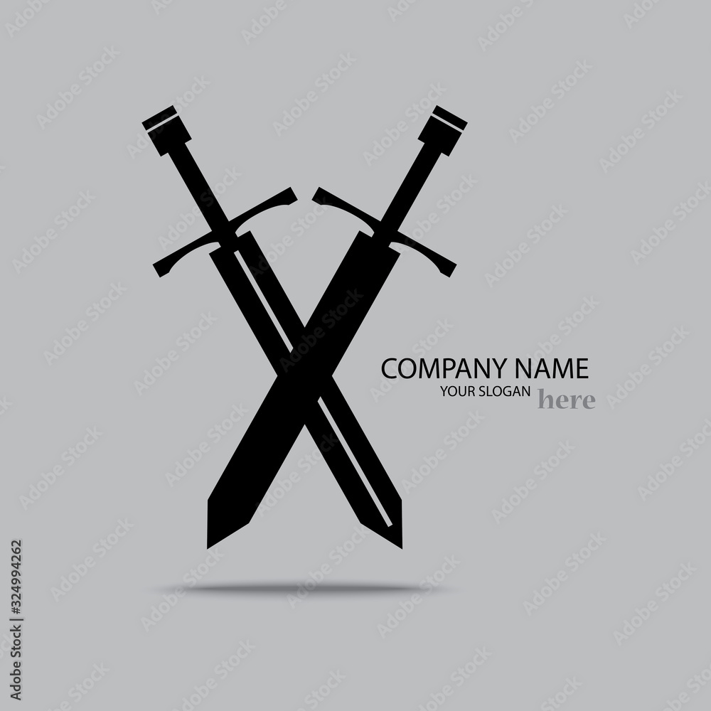 sword logo. vector of swords. Stylized Black Metal Battle Sword vector ...