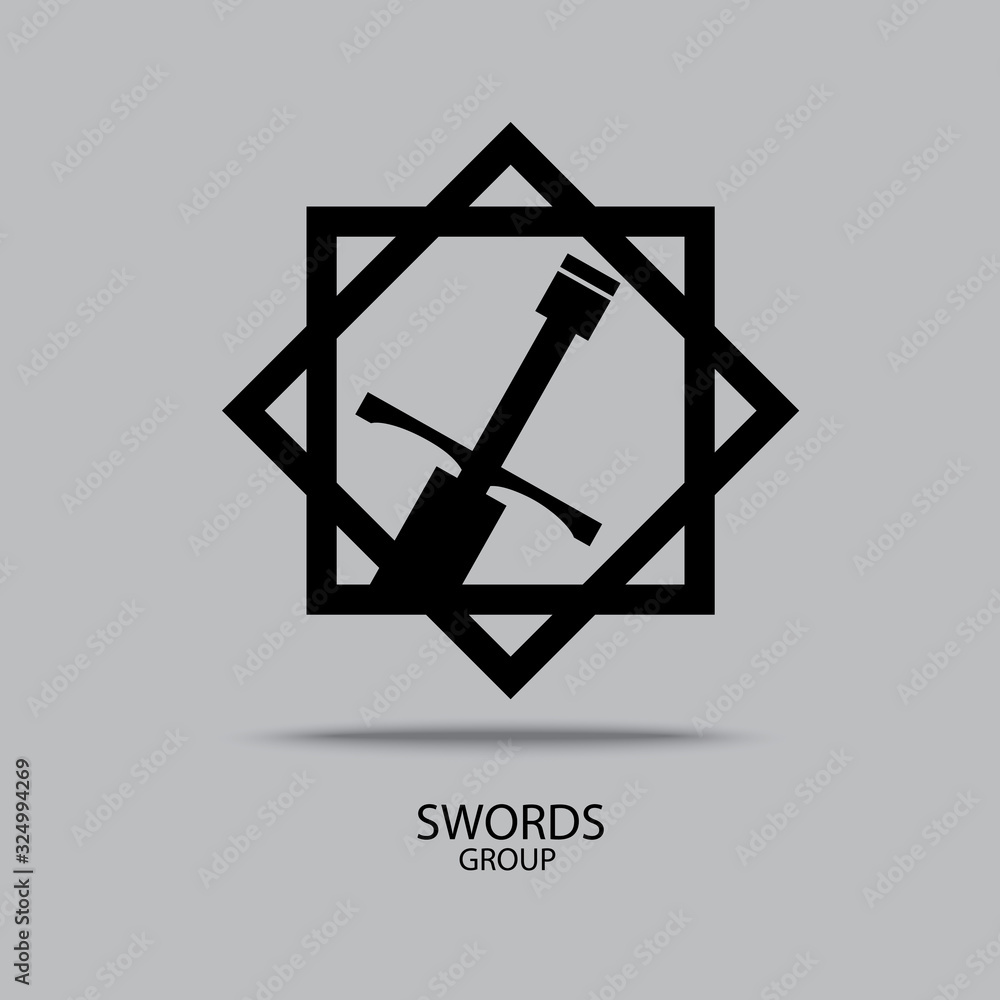 sword logo. vector of swords. Stylized Black Metal Battle Sword vector ...